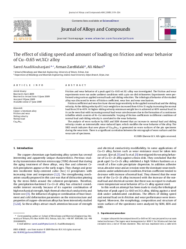 Pdf The Effect Of Sliding Speed And Amount Of Loading On Friction And