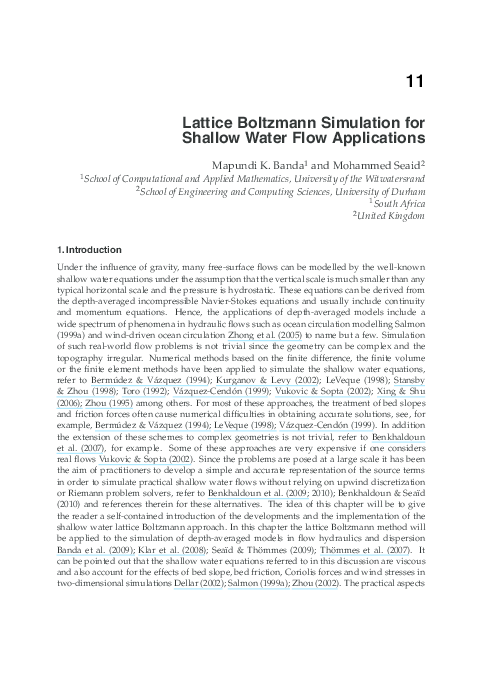 (PDF) Lattice Boltzmann Simulation for Shallow Water Flow Applications
