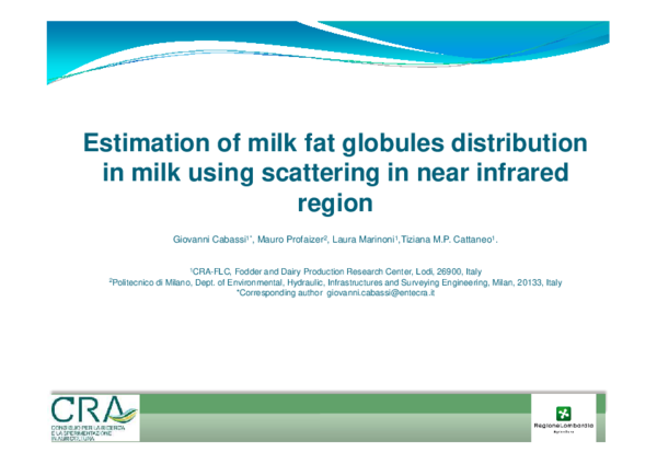 (PDF) Estimation of milk fat globules distribution in milk using ...