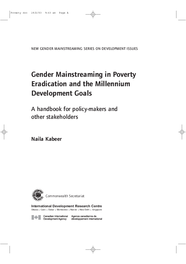 (PDF) Gender Mainstreaming in Poverty Eradication and the Millennium Development Goals