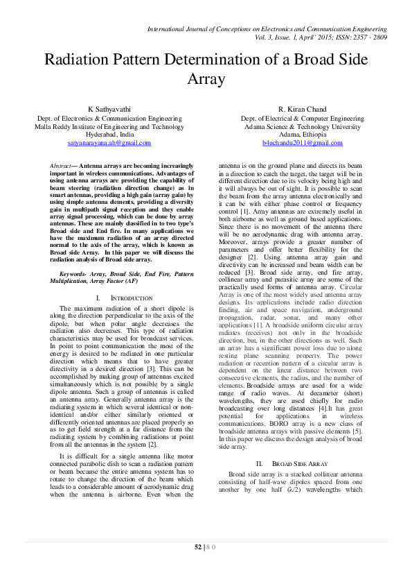 (PDF) Radiation Pattern Determination of a Broad Side Array