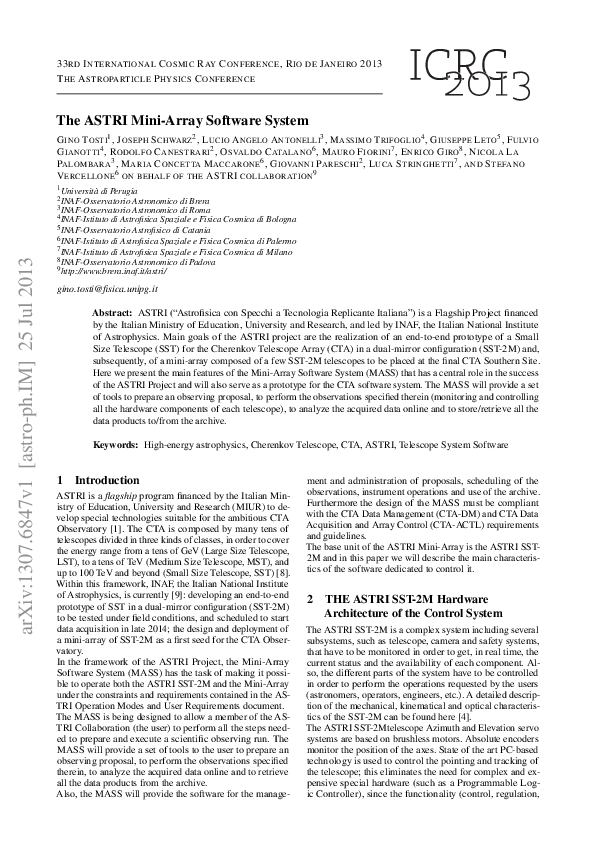 (PDF) The ASTRI Mini-Array Software System