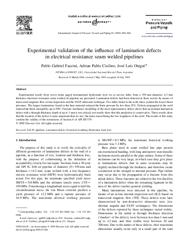 (PDF) Experimental validation of the influence of lamination defects in ...