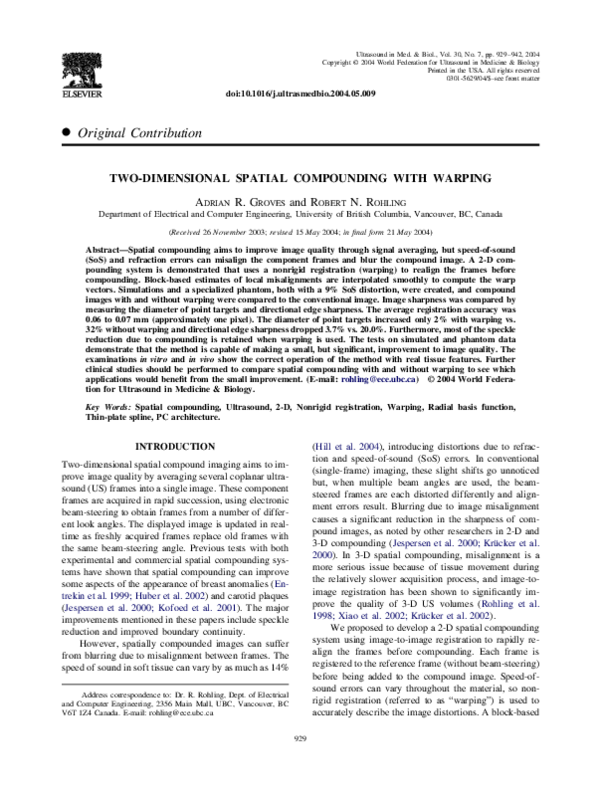 (PDF) Two-dimensional spatial compounding with warping