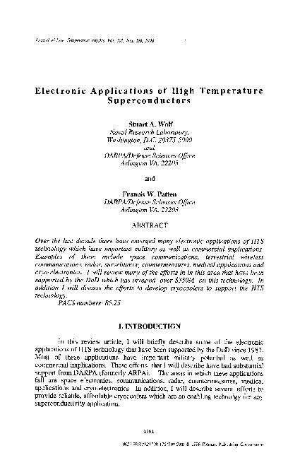 (PDF) Electronic applications of high temperature superconductors