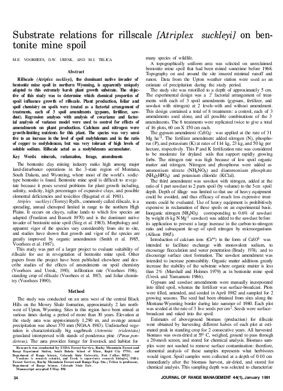 (PDF) Substrate relations for rillscale (Atriplex suckleyi) on ben ...