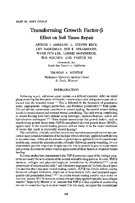(PDF) Transforming Growth Factor-? Effect on Soft Tissue Repair