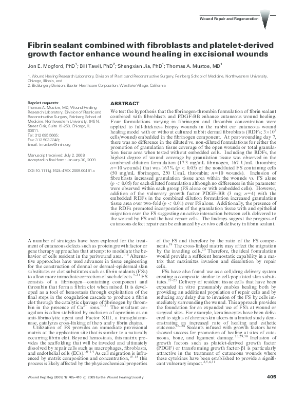 (PDF) Fibrin sealant combined with fibroblasts and platelet-derived ...