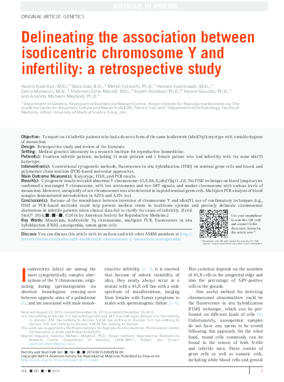 (PDF) Delineating the association between isodicentric chromosome Y and ...