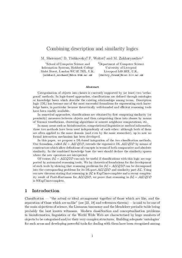 (PDF) Combining description and similarity logics