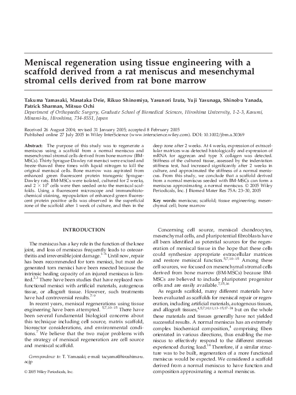 (PDF) Cellular and Chemical Gradients to Engineer the Meniscus‐to‐Bone ...
