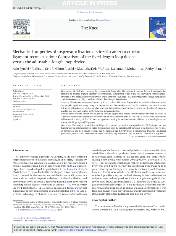 (PDF) Mechanical properties of suspensory fixation devices for anterior ...