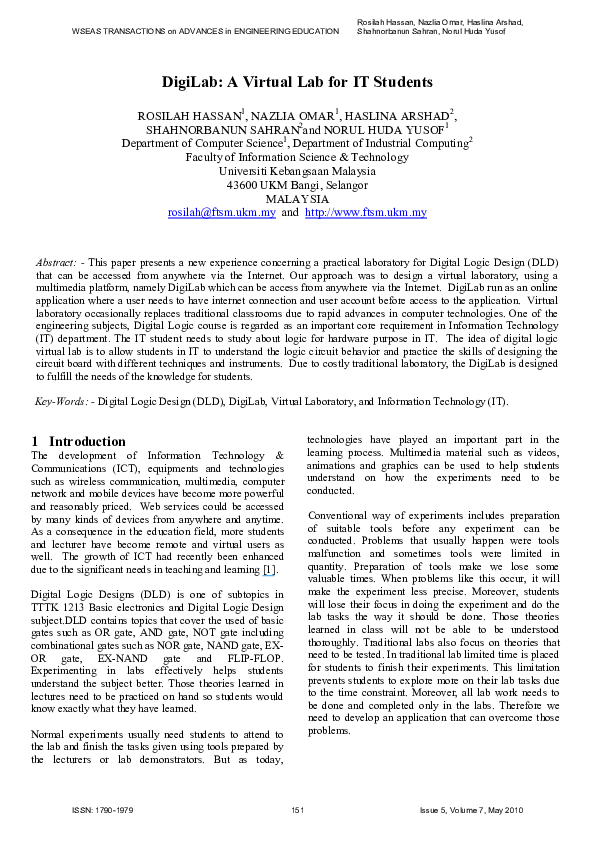 (PDF) DigiLab: A Virtual Lab for IT Students