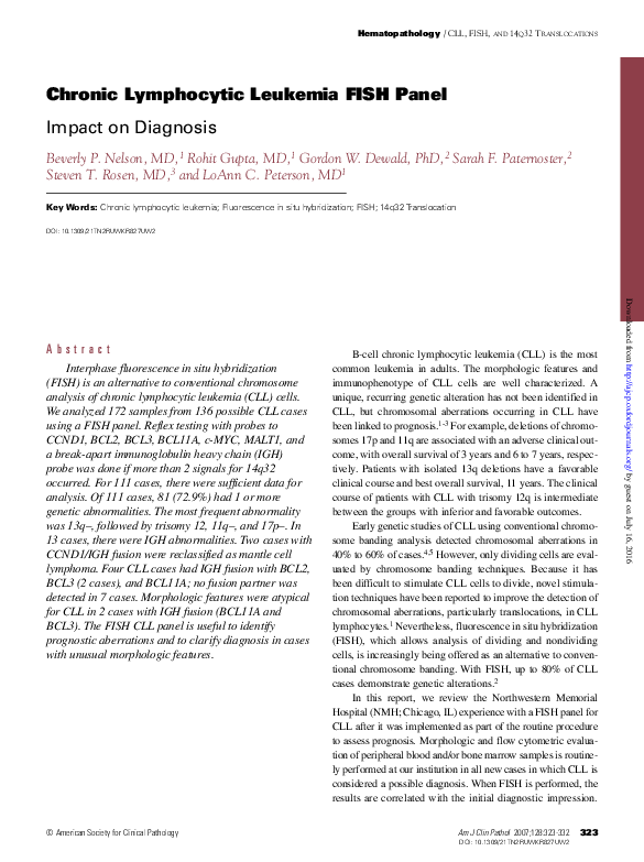 (PDF) Chronic Lymphocytic Leukemia FISH Panel: Impact on Diagnosis ...
