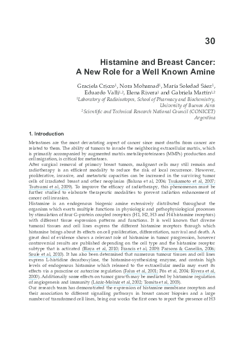 (PDF) Histamine and Breast Cancer: A New Role for a Well Known Amine