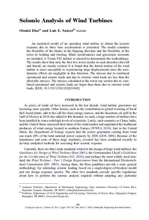 (PDF) Artificial Time Histories of Wind Actions for Structural Analysis of Wind Turbines ...