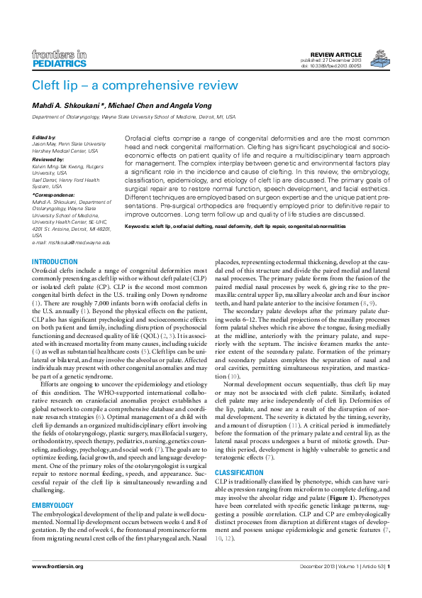 (PDF) Cleft lip – a comprehensive review