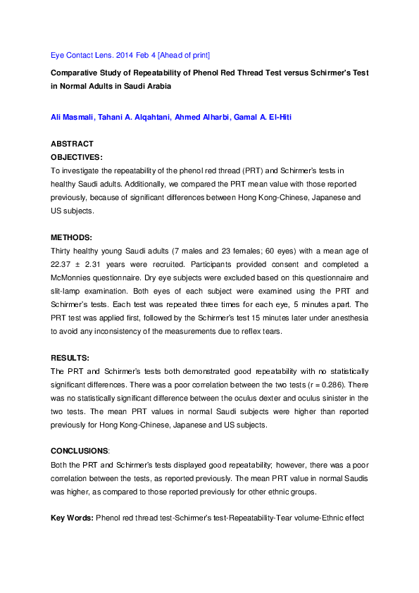(PDF) Comparative Study of Repeatability of Phenol Red Thread Test ...