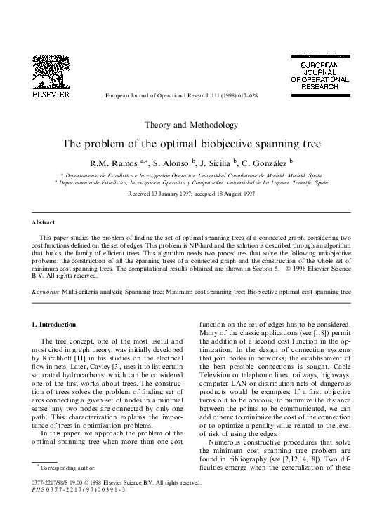 (PDF) The problem of the optimal biobjective spanning tree