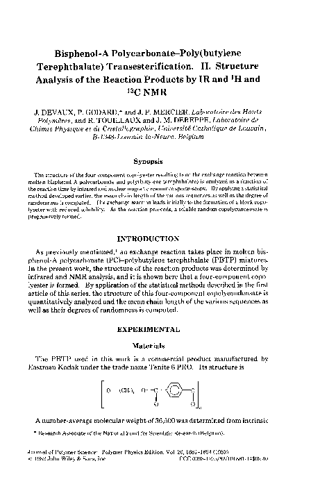 (PDF) Bisphenol-A polycarbonate–poly(butylene terephthalate ...