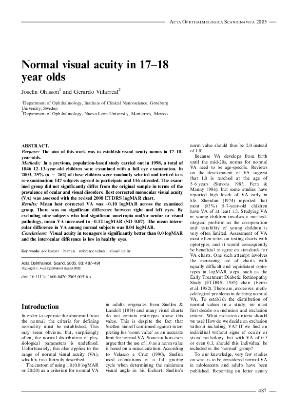(PDF) Normal visual acuity in 17-18 year olds: Acta Ophthalmologica ...