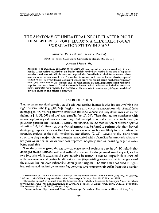 (PDF) The anatomy of unilateral neglect after right-hemisphere stroke ...
