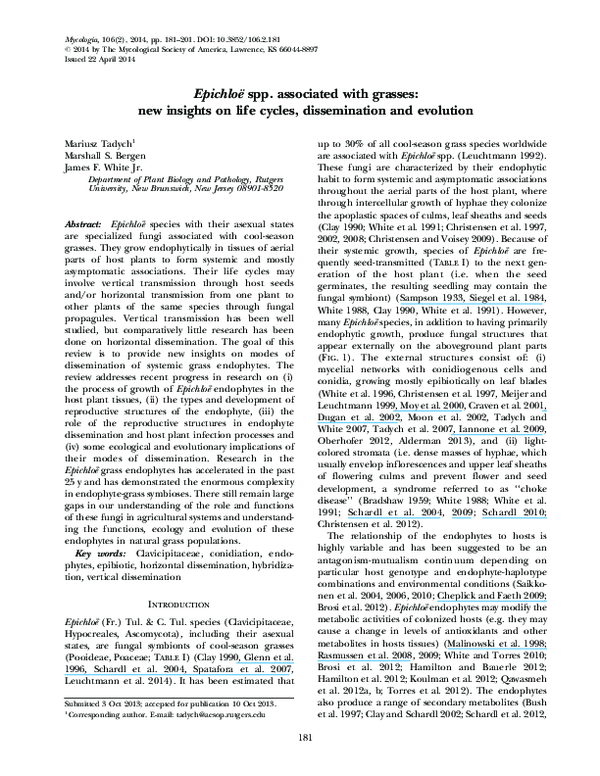 (PDF) Epichloe spp. associated with grasses: new insights on life ...