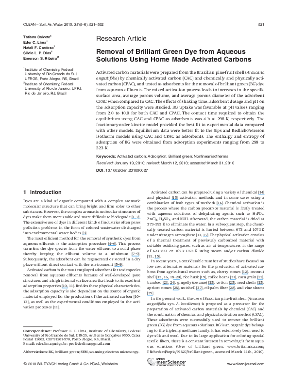 (PDF) Removal of reactive dye (BEZAKTIV Red S-MAX) from aqueous solution by adsorption onto ...