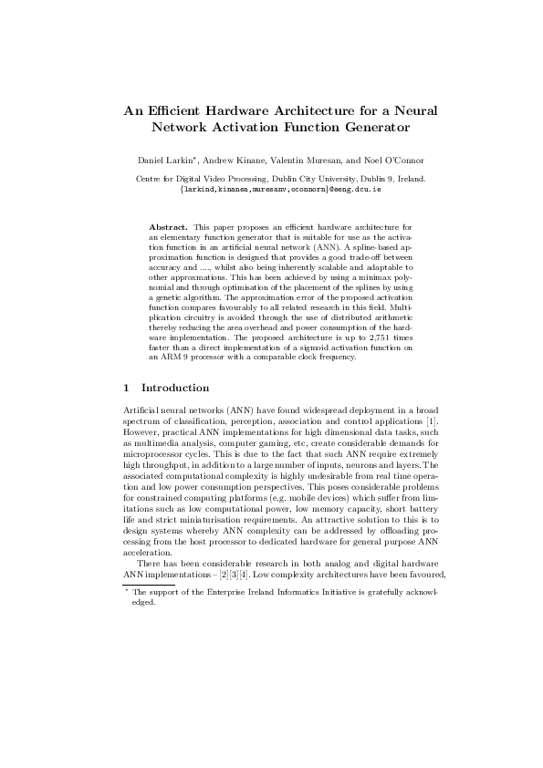(PDF) An Efficient Hardware Architecture for a Neural Network ...