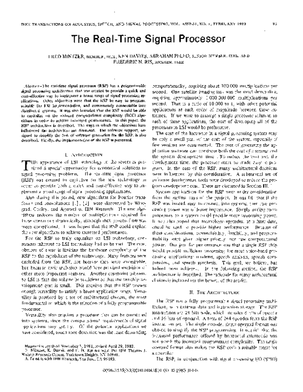 (PDF) The real-time signal processor