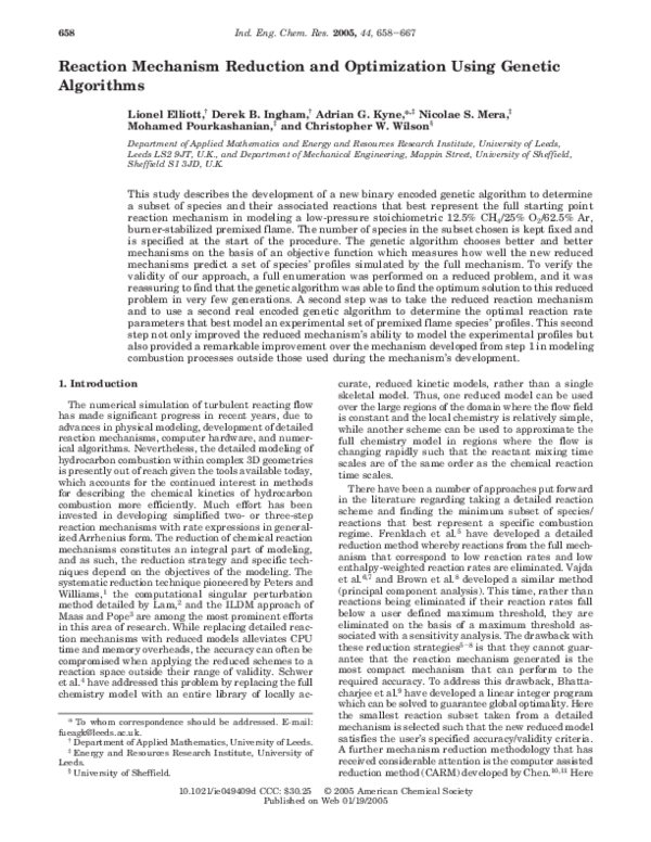 (PDF) Reaction Mechanism Reduction and Optimization Using Genetic Algorithms