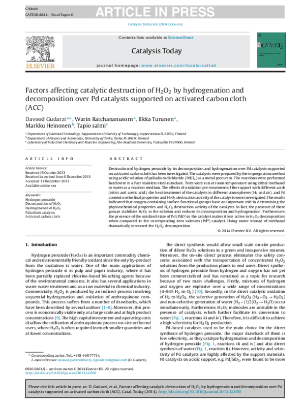 (PDF) Factors affecting catalytic destruction of H2O2 by hydrogenation ...