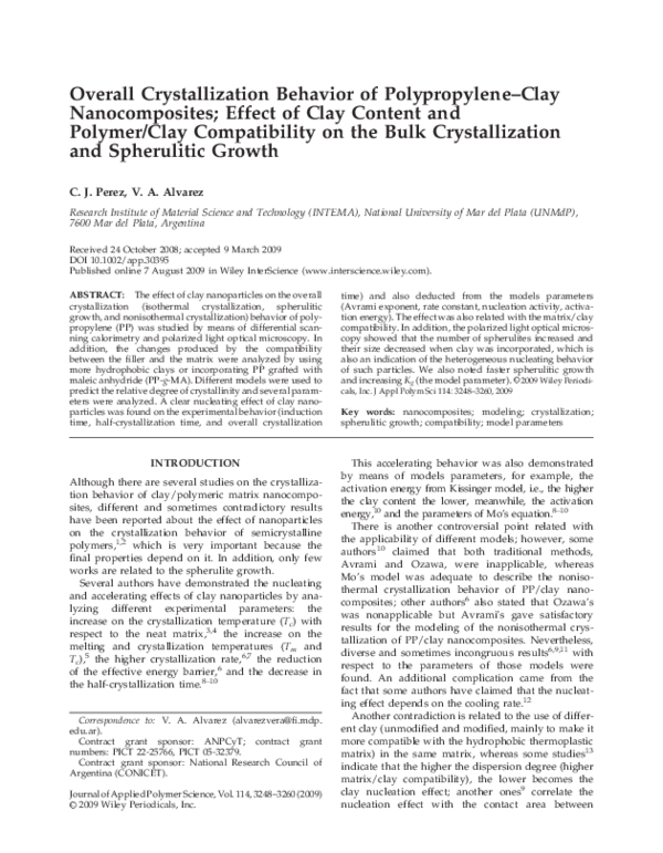 (PDF) Overall crystallization behavior of polypropylene-clay ...
