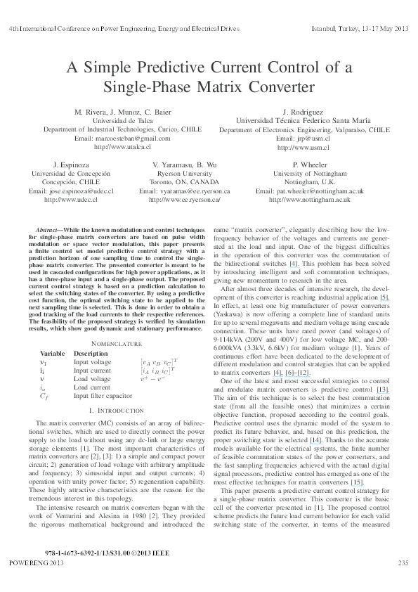 (PDF) A simple predictive current control of a single-phase matrix ...