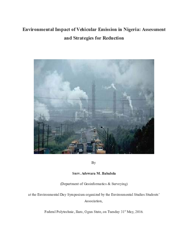 (DOC) Environmental Impact of Vehicle emission