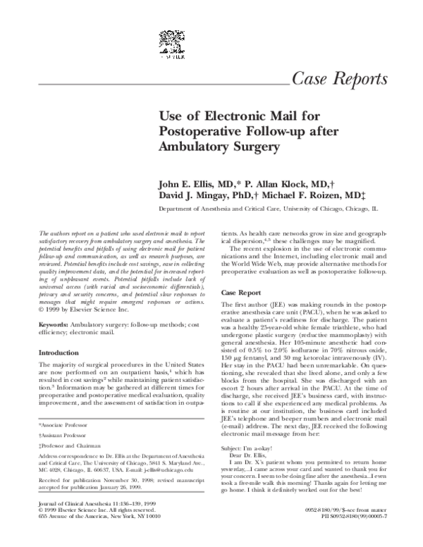 (PDF) Use of electronic mail for postoperative follow-up after ...