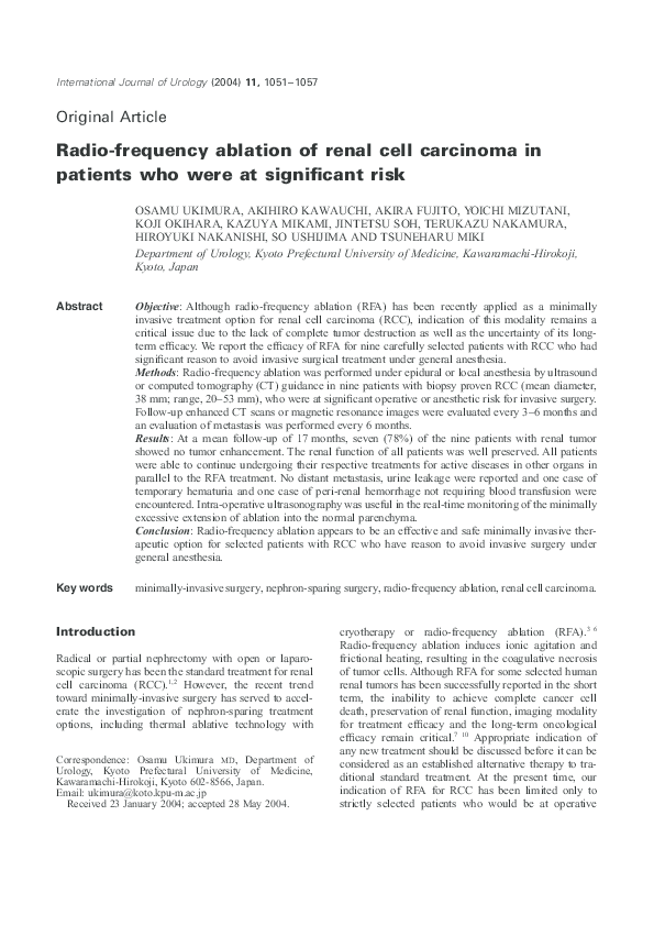 (PDF) Radiofrequency Ablation of Renal Cell Carcinoma: Part 1 ...