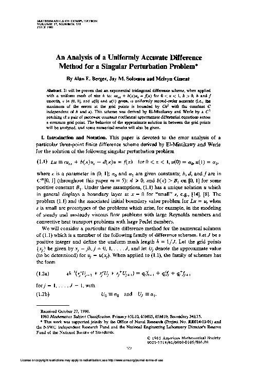 (PDF) An Analysis of a Uniformly Accurate Difference Method for a Singular Perturbation Problem