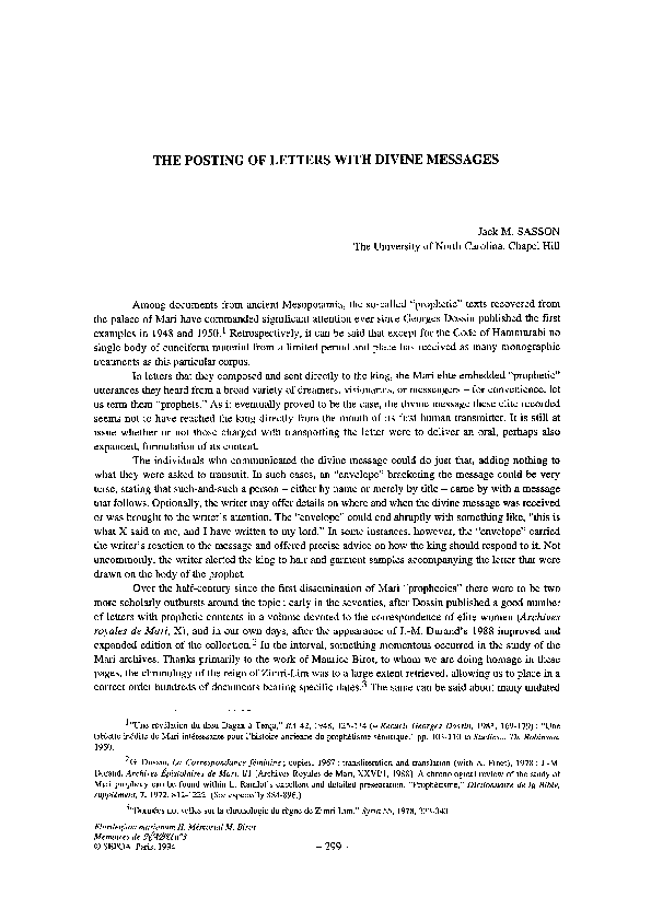 (PDF) The Posting of Letters with Divine Messages