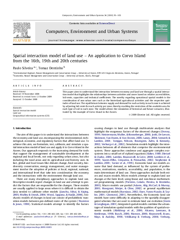 (PDF) Spatial interaction model of land use - An application to Corvo ...