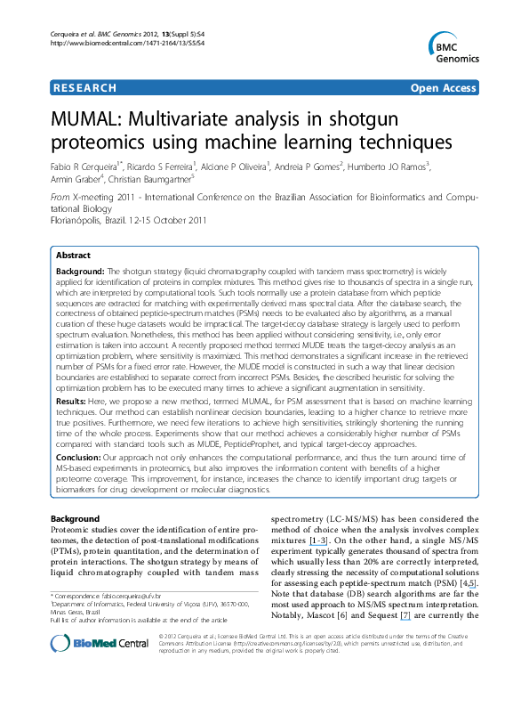 (PDF) MUMAL: Multivariate analysis in shotgun proteomics using machine ...