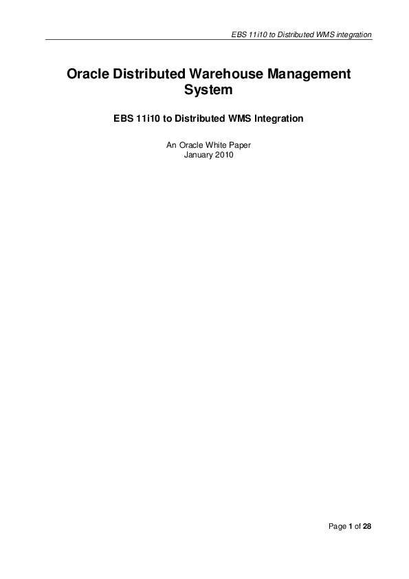 (PDF) Oracle Distributed Warehouse Management System EBS 11i10 to Distributed WMS Integration