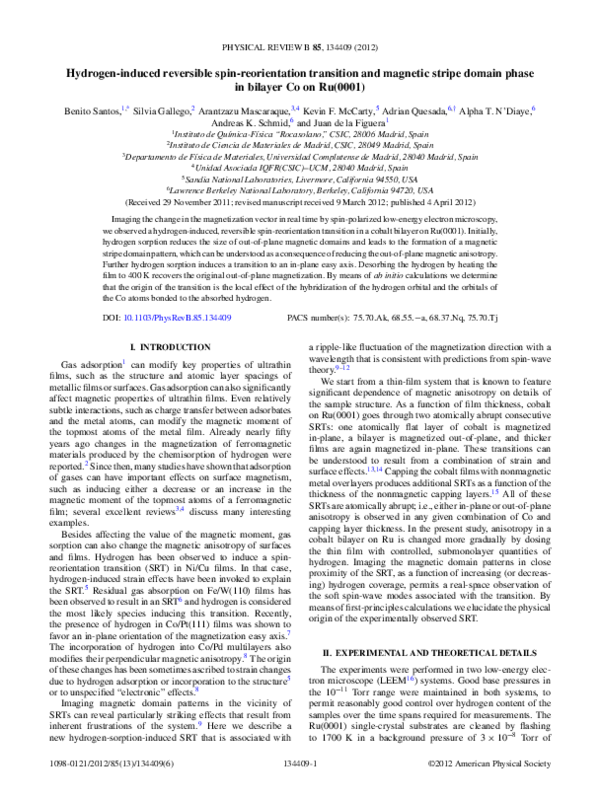 (PDF) Hydrogen-induced reversible spin-reorientation transition and magnetic stripe domain phase ...