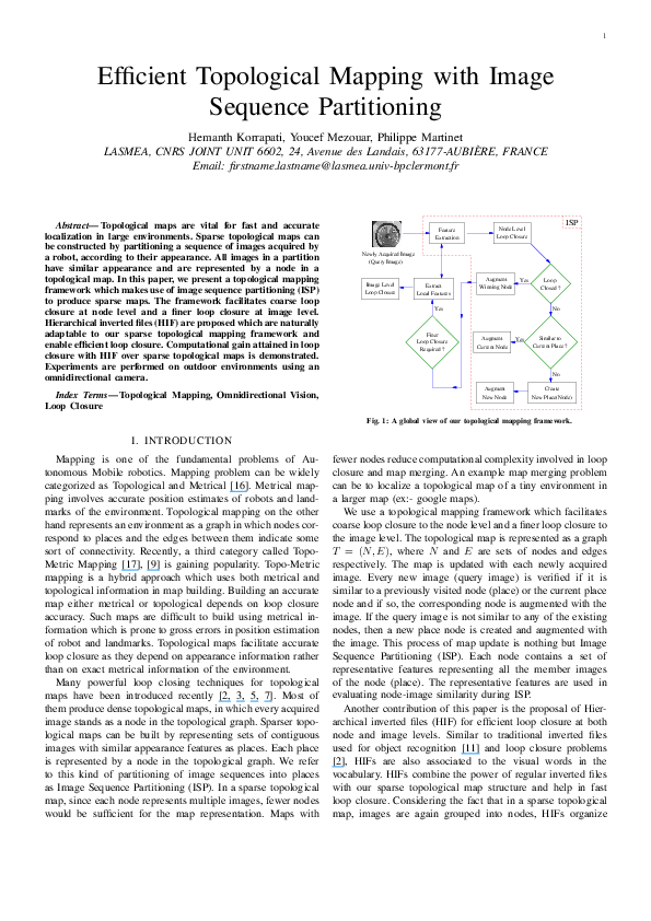 Pdf Topological Mapping With Image Sequence Partitioning