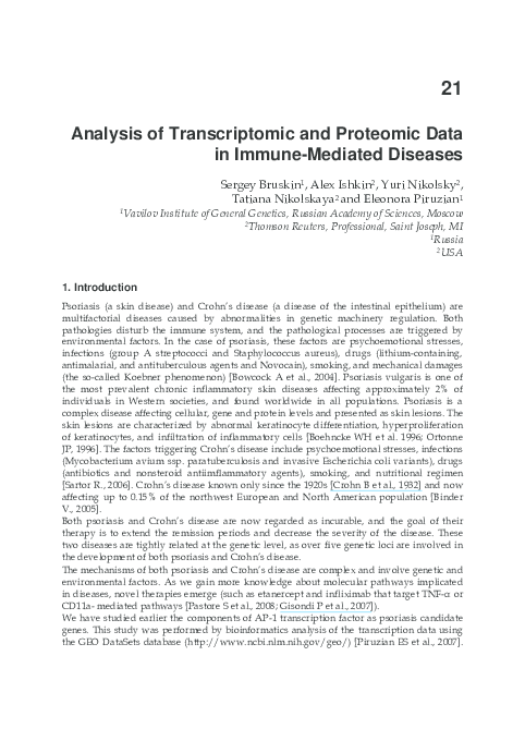 (PDF) Analysis of Transcriptomic and Proteomic Data in Immune-Mediated ...