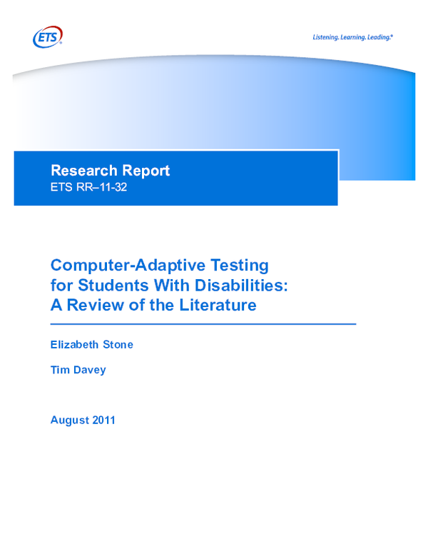 (PDF) Computer-Adaptive Testing for Students With Disabilities: A ...
