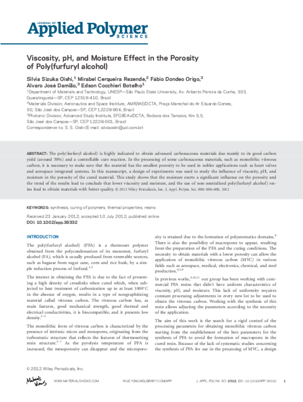 (PDF) Viscosity, pH, and moisture effect in the porosity of poly ...