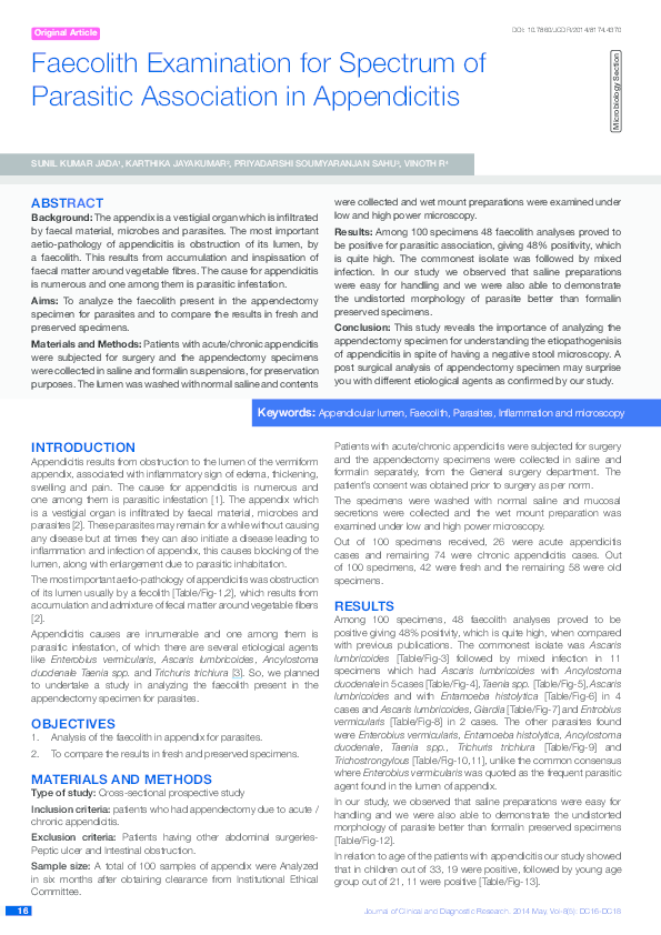 (PDF) Faecolith examination for spectrum of parasitic association in ...