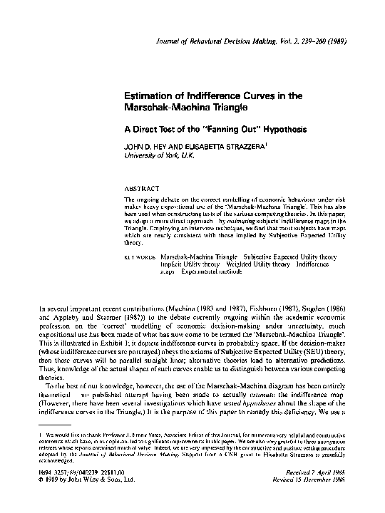 (PDF) Estimation of indifference curves in the Marschak-Machina ...
