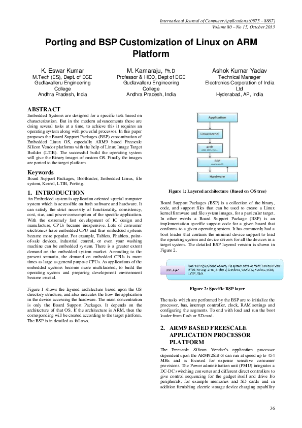 (PDF) Porting and BSP Customization of Linux on ARM Platform